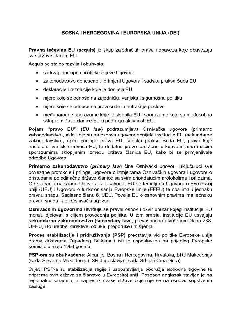 BOSNA I HERCEGOVINA I EUROPSKA UNIJA | PDF