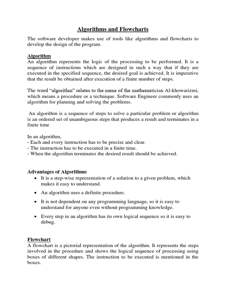 Algorithm and Flowcharts | PDF | Algorithms | Computer Program Algorithm and Flowcharts | PDF | Algorithms | Computer Program