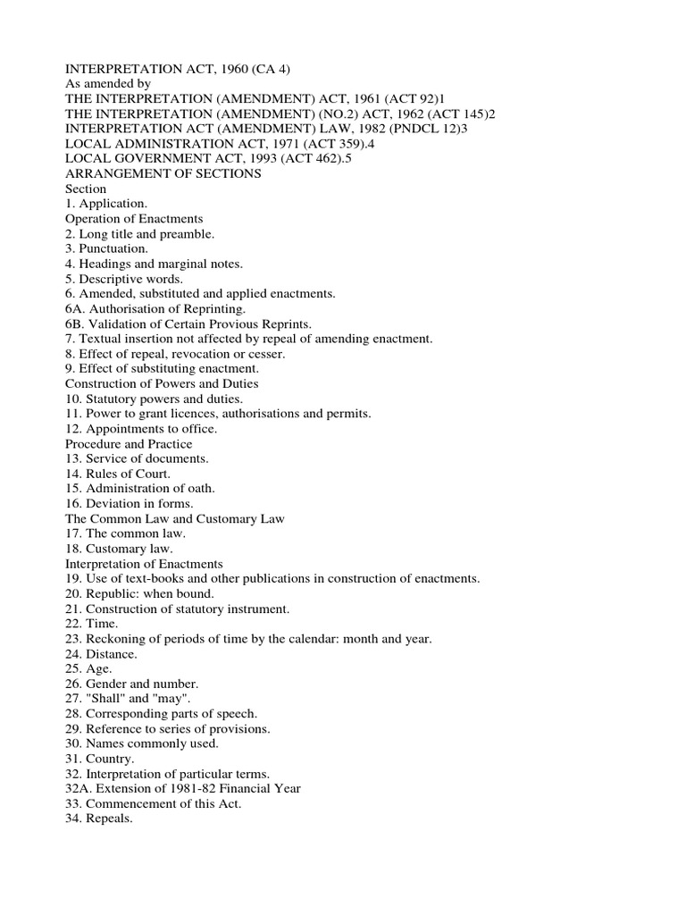 INTERPRETATION ACT | PDF | Common Law | Consul (Representative)