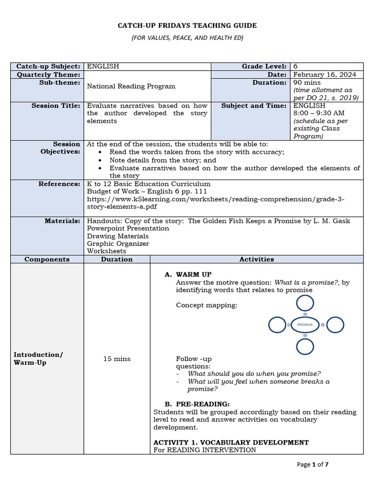 Grade 6 Catch-Up Friday Activities | PDF