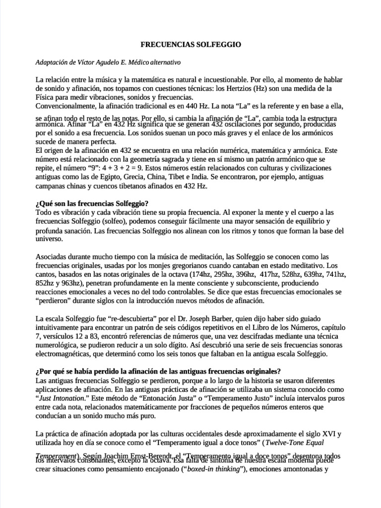 Frecuencias Solfeggio y Sanación | PDF | Frecuencia | Sonido