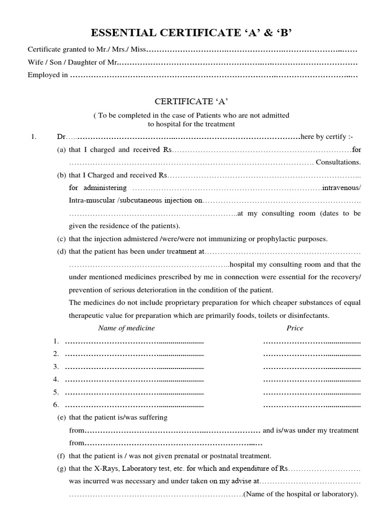 Medical Essential Certificate A B | Download Free PDF | Clinical Medicine | Medicine