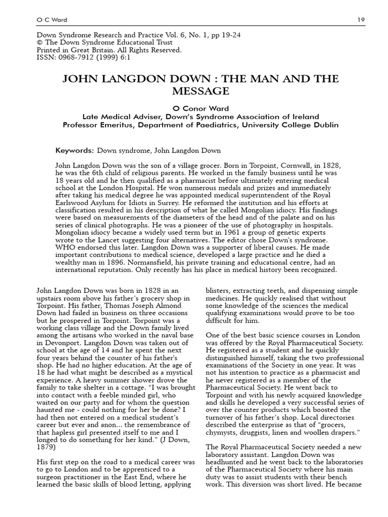 John Langdon Down: Pioneer of Down Syndrome | PDF | Medicine