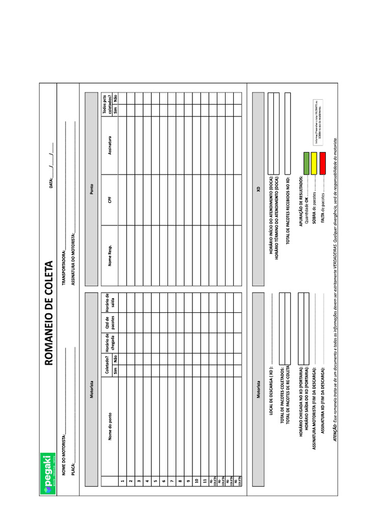 Romaneio de Coletas | PDF