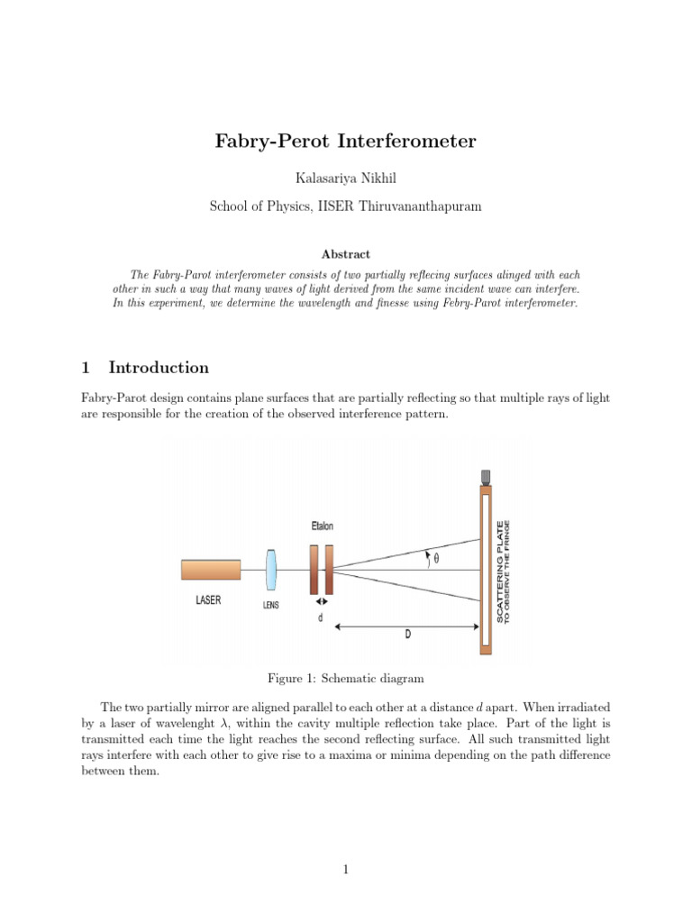 Fabry Perot Interferometer Nikhil | PDF | Materials Science ...