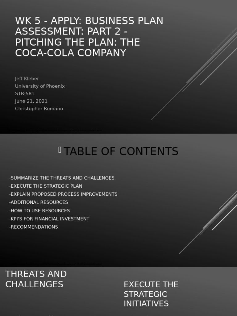 WK 5 Apply Business Plan Assessment Part 2 Pitching The Plan | PDF | Sustainability | Business