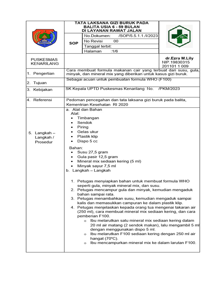 SOP F100 Basah | PDF