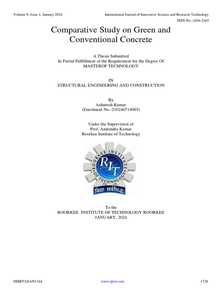 Comparative Study on Green and Conventional Concrete | PDF | Concrete ...