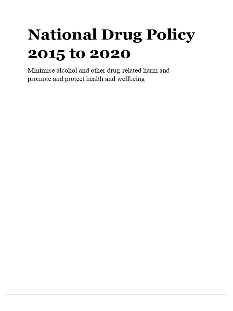 National Drug Policy 2015 2020 Aug15 | PDF | Alcoholism | Substance Abuse