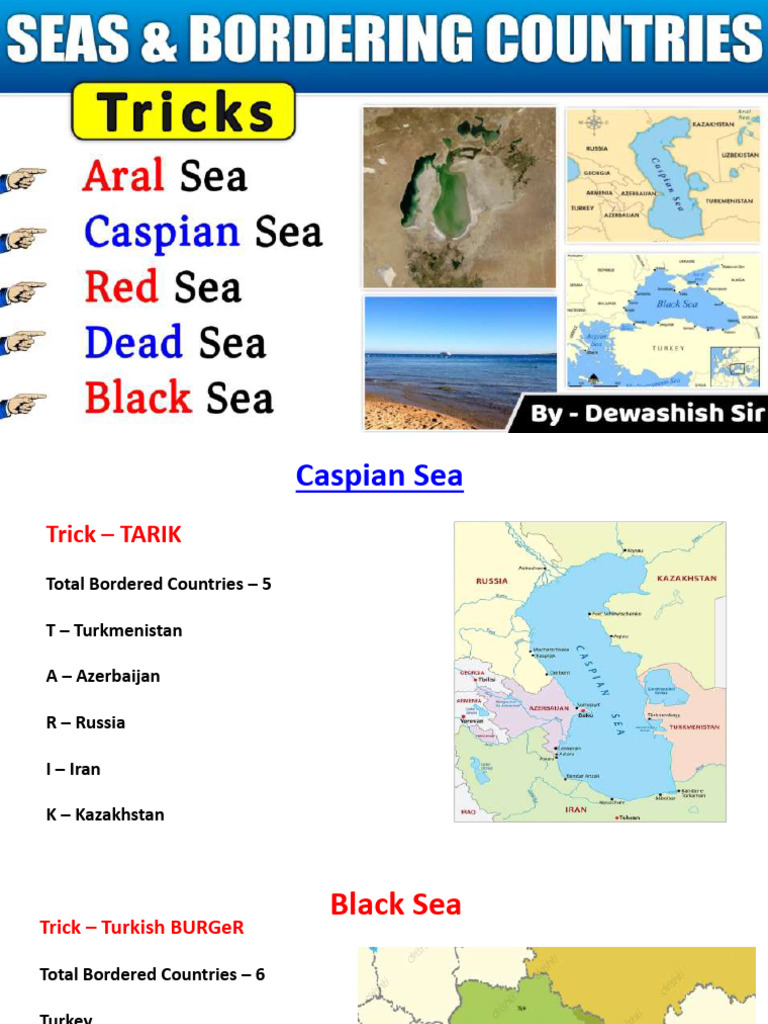 Sea Bordering Countries Mnemonics | PDF | Mediterranean Sea | Europe