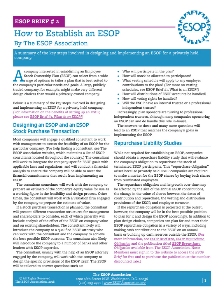 ESOPS Info Sheet | PDF | Share Repurchase | Stocks