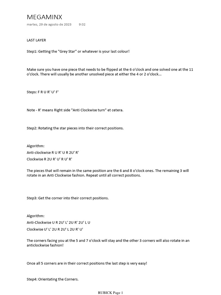 MEGAMINX_tutorial | PDF | Space | Navigation