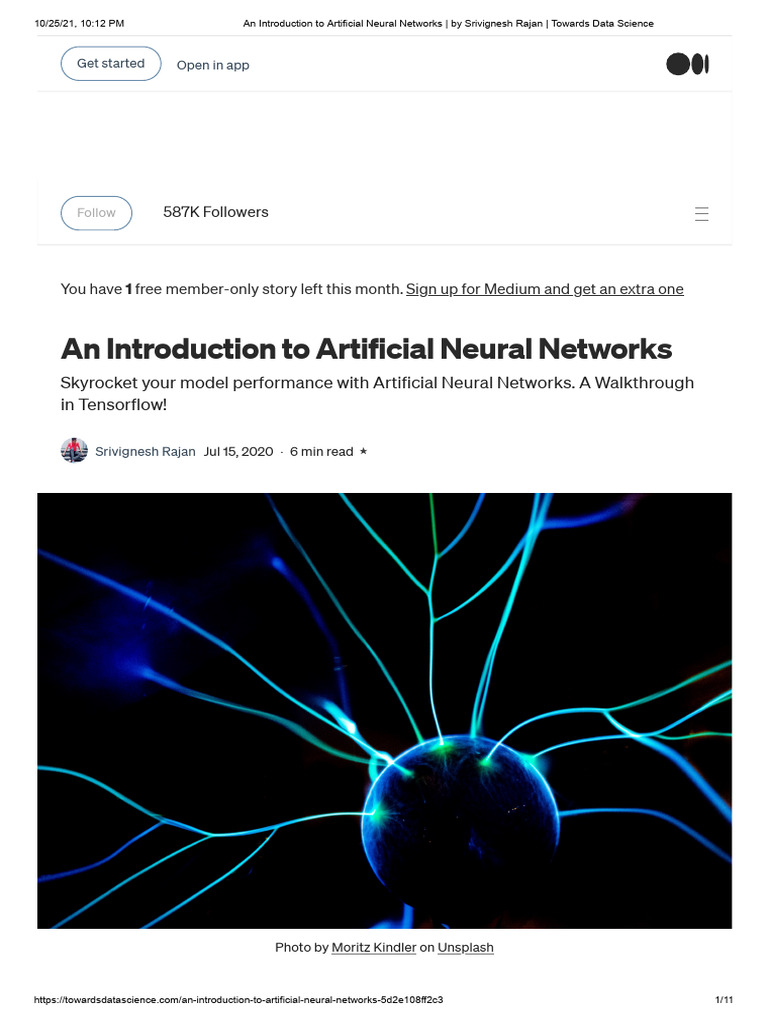 An Introduction to Artificial Neural Networks _ by Srivignesh Rajan _ Towards Data Science | PDF ...