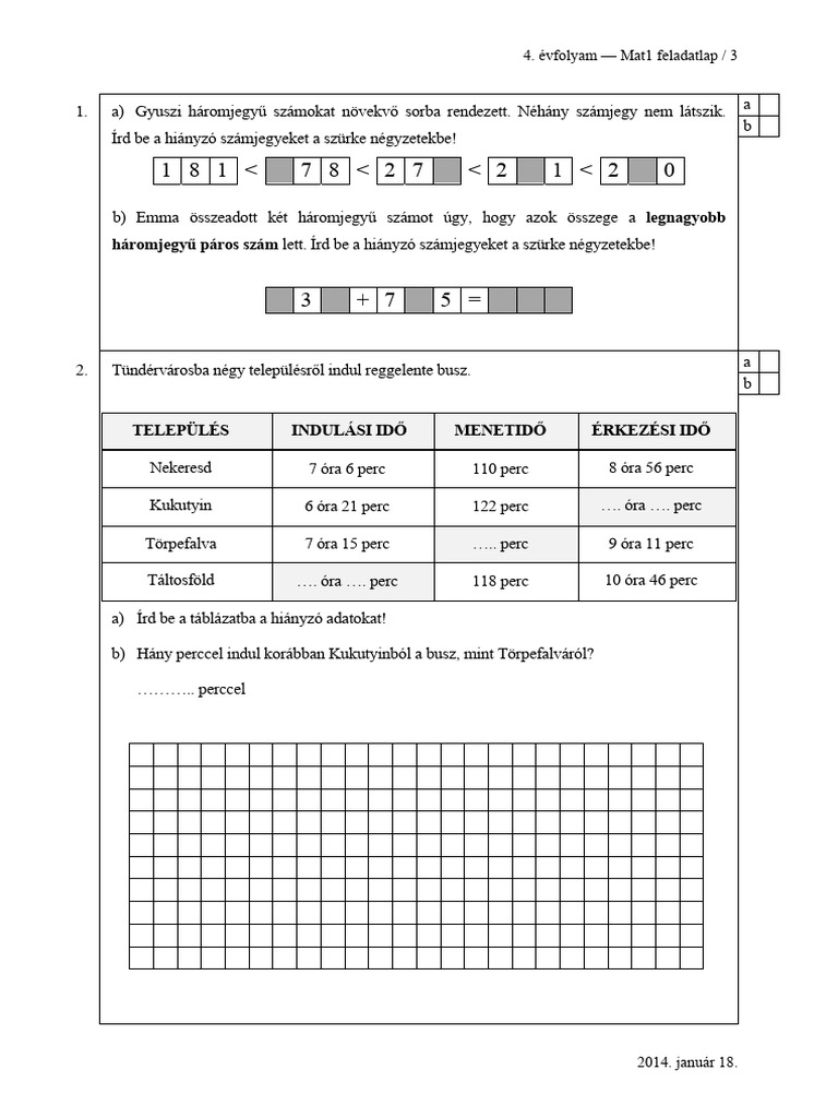 Háromjegyű Páros Szám Lett. Írd Be A Hiányzó Számjegyeket A Szürke Négyzetekbe! | PDF