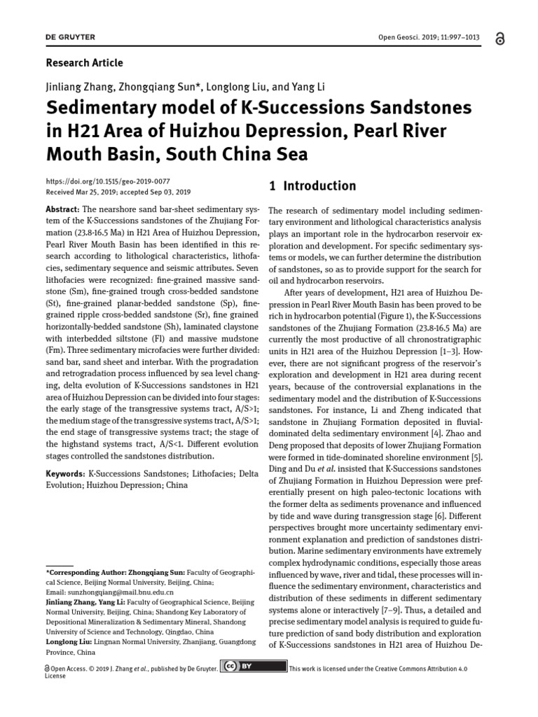 Sedimentary Model of K-Successions Sandstones in H | PDF | Sedimentary ...