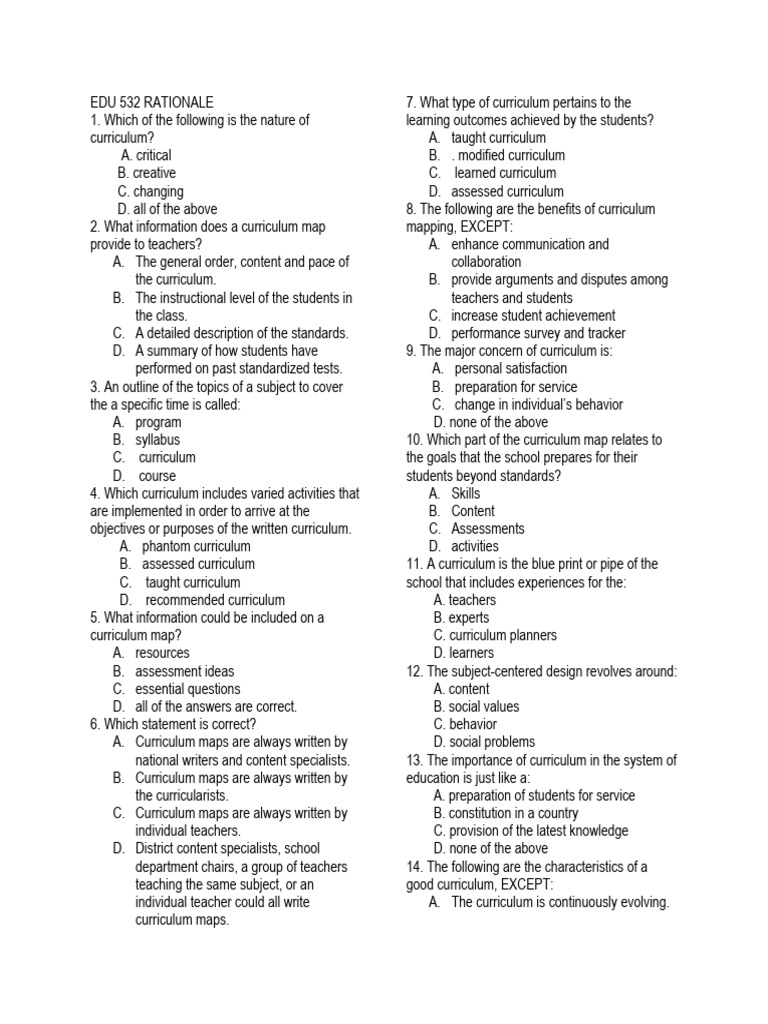Edu 532 Rationale | PDF | Curriculum | Learning