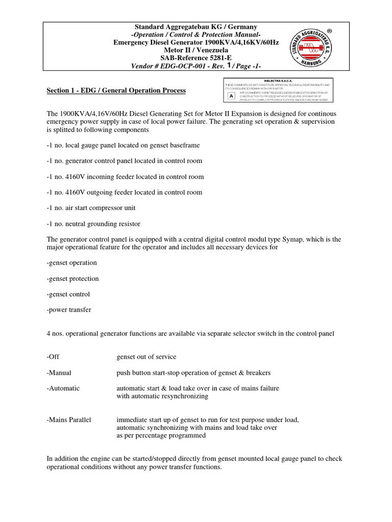 Edg Ocp 001 | PDF | Switch | Electric Generator