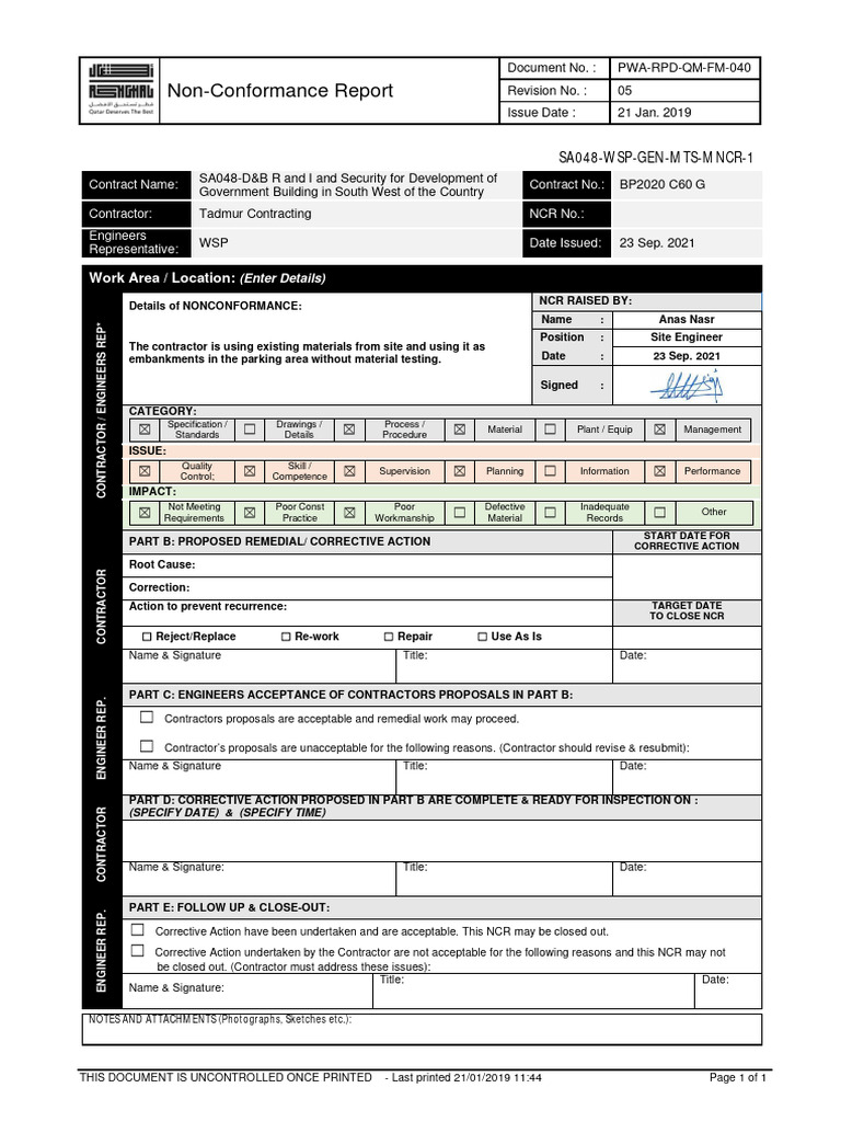 SA048-WSP-GEN-MTS-MNCR-1 - Embankments From Existing Materials | PDF
