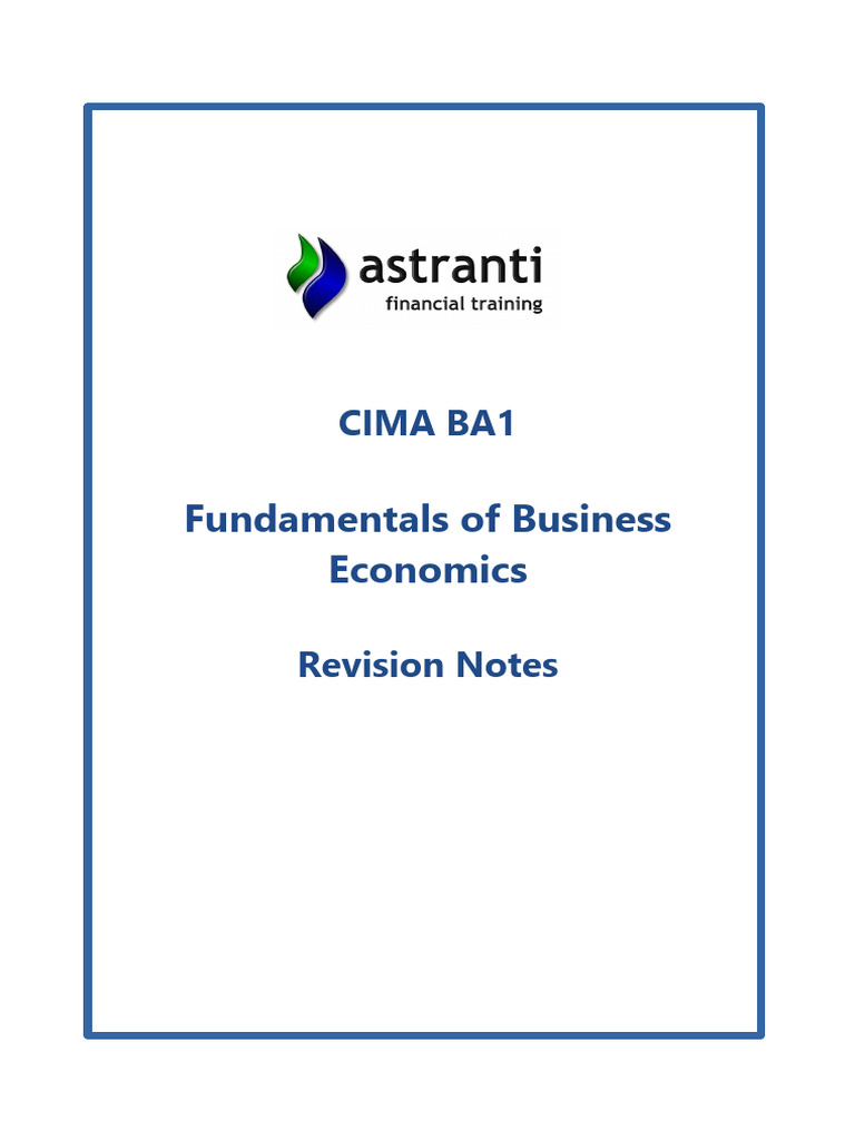 CIMA Revision Notes - BA1 | PDF | Demand | Investing