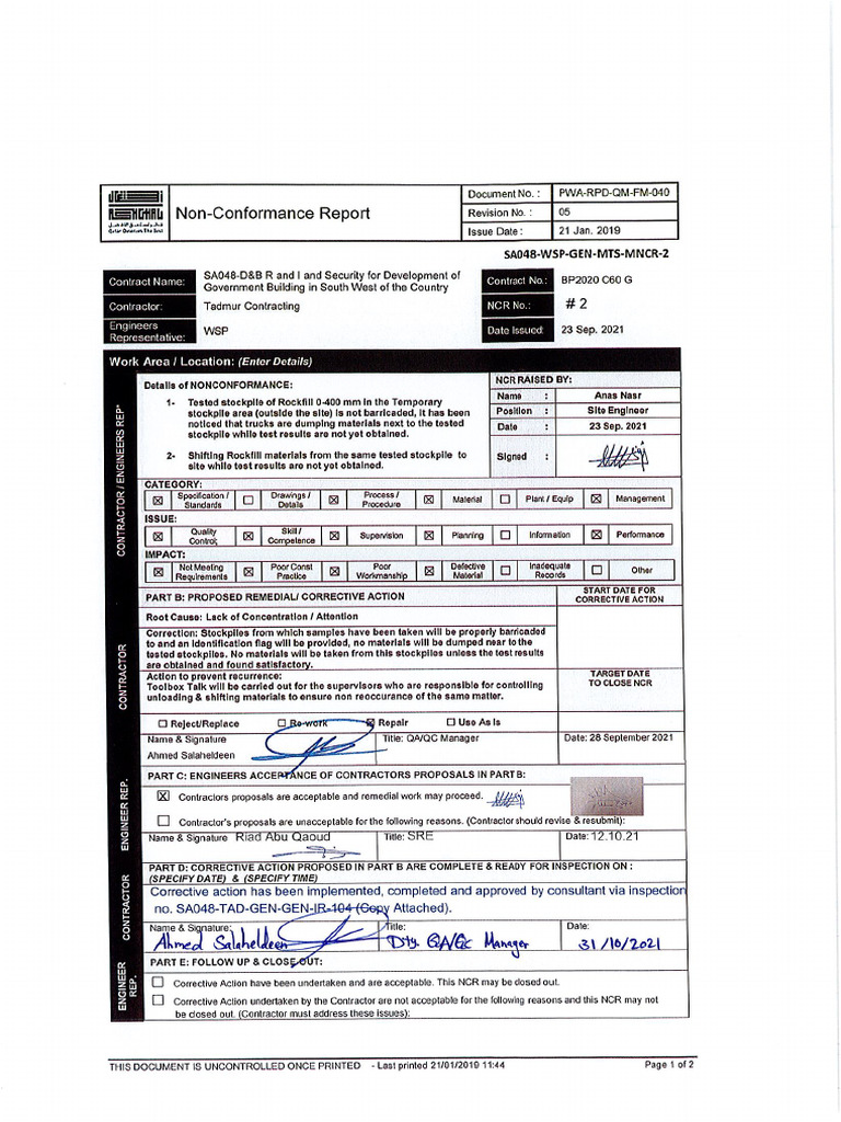 SA048-WSP-GEN-MTS-MNCR-2 - Contractor Response Part-D | PDF