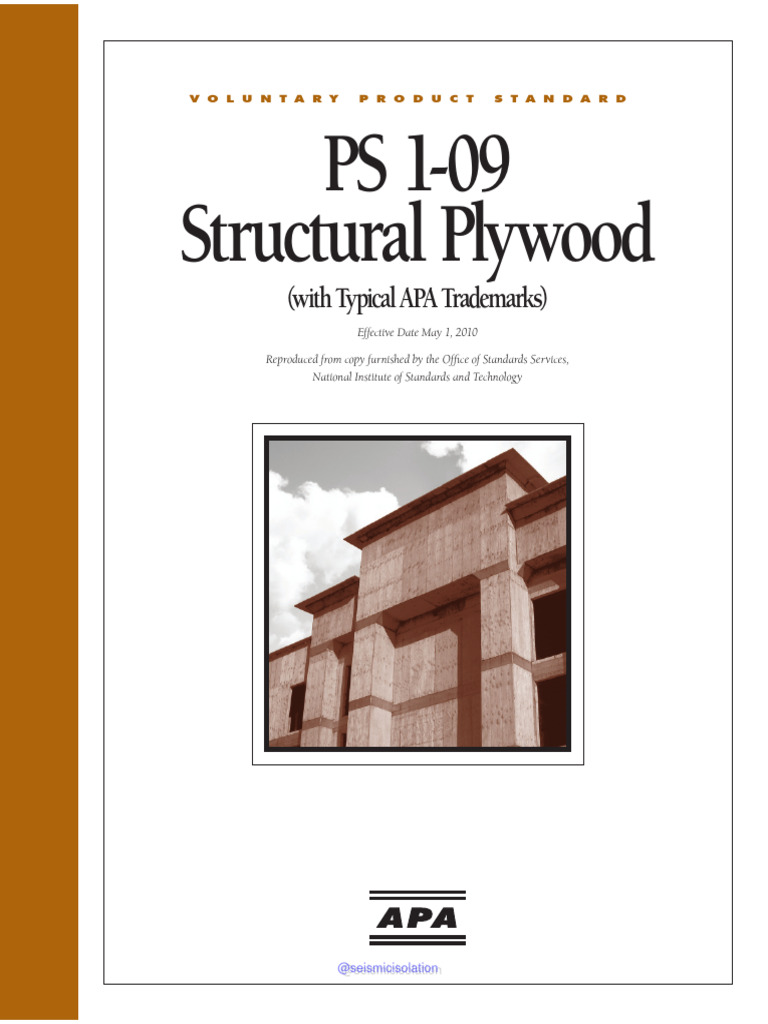 2009 PS 1-09 Structural Plywood APA | PDF | Plywood | Wood