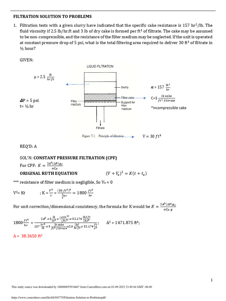Filtration Solution To Problems - Pdf-Midterm-Exam-Answer | PDF ...