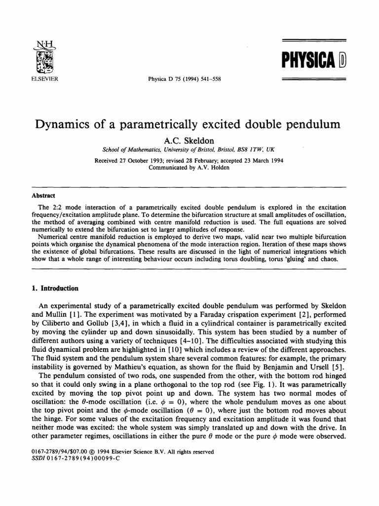 Dynamics of a Parametrically Excited Dou (1) | PDF | Oscillation | Attractor