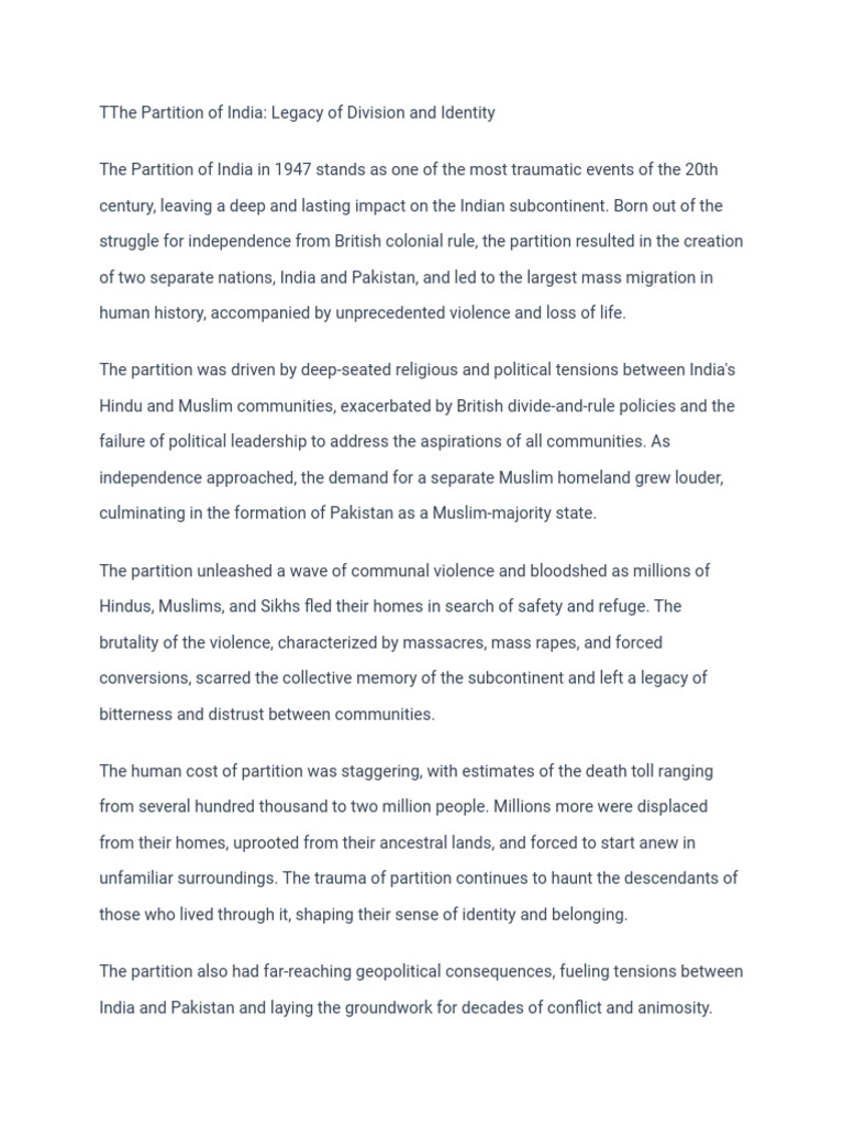 india | PDF | Partition Of India | Pakistan