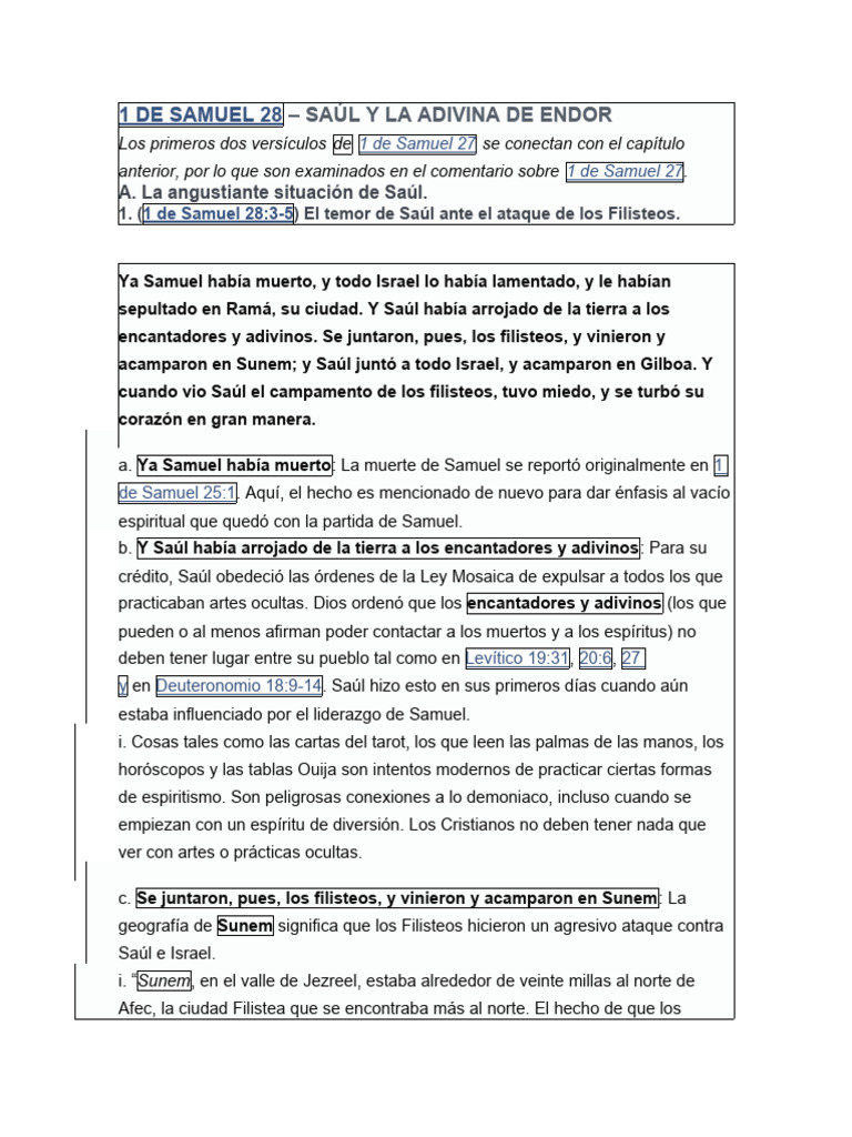 1 DE SAMUEL 28 | PDF | Saulo | Creencia religiosa y doctrina
