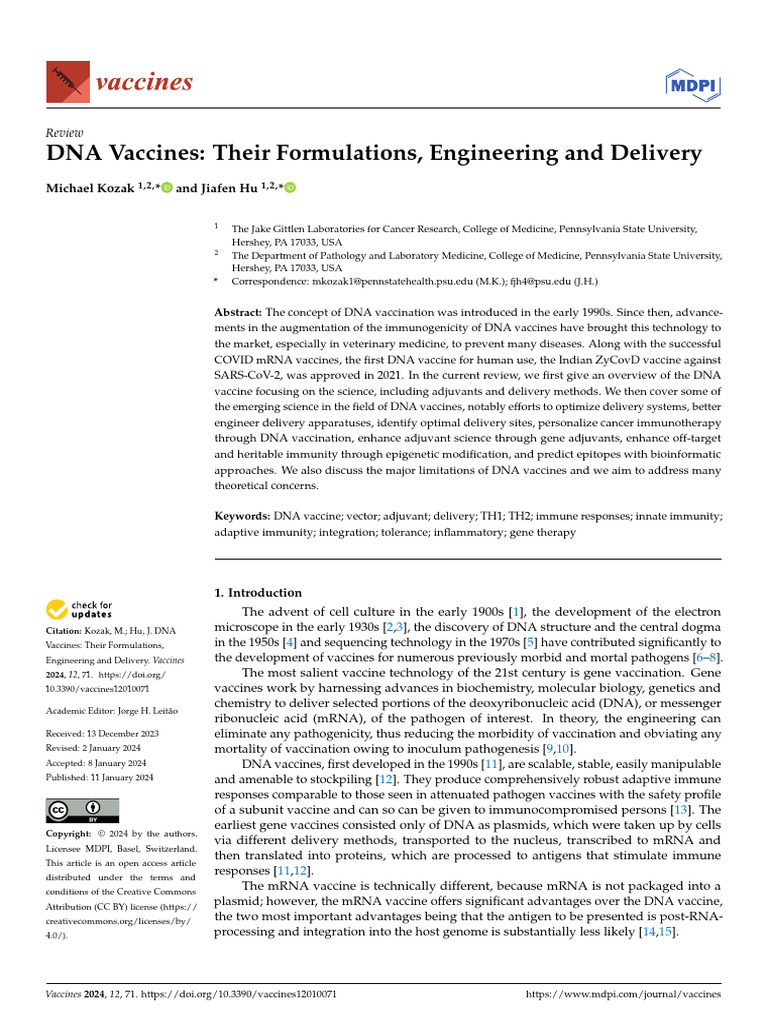 Dna Vaccine Engineering Pdf Antigen Mhc Class I