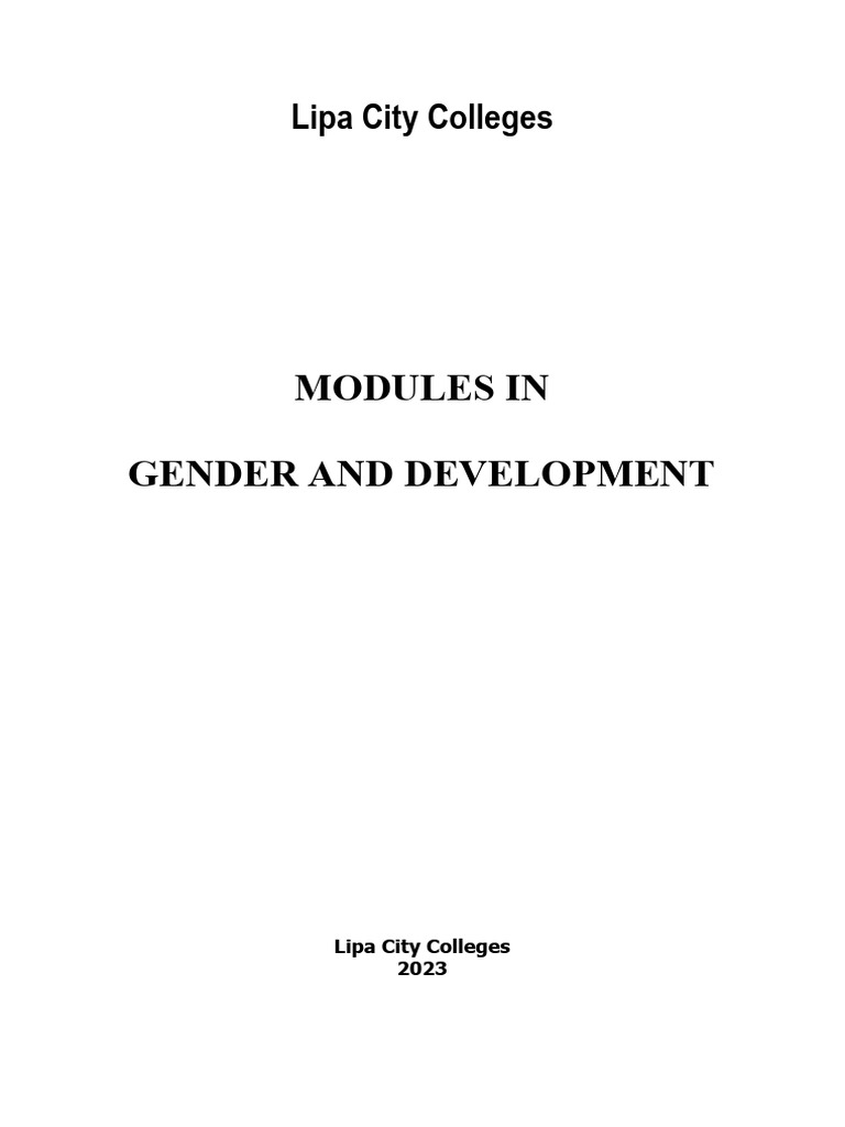 Modules in Gender and Development | PDF | Gender | Gender Studies