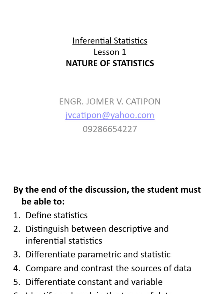 INFER STAT Lesson 1 Nature of Statistics | PDF | Statistics ...