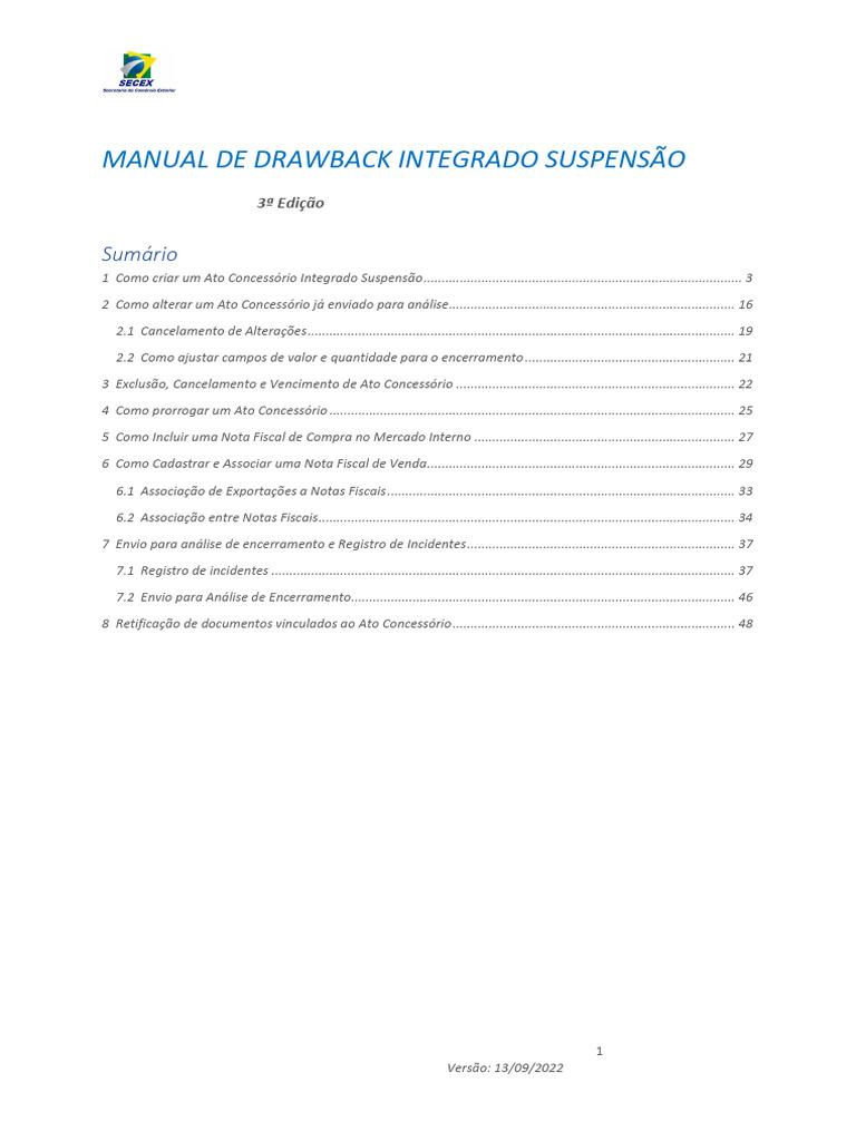 Manual de Ato Concessório Drawback | PDF | Mercado (economia) | Business