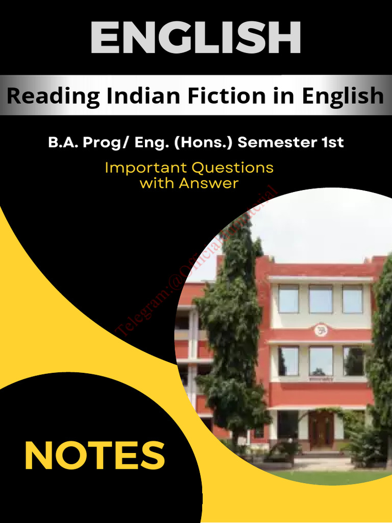 Manish Verma Reading Indian Fiction in English Notes 1ST Semester | PDF