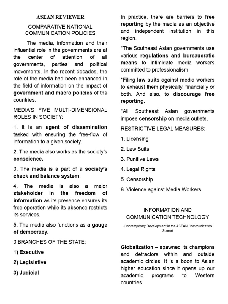 Asean Finals Reviewer | PDF | Economies