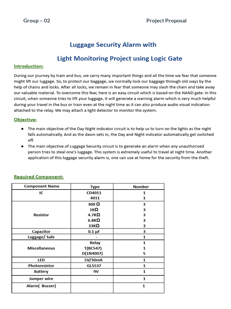 Luggage Security Project | PDF | Electronic Circuits | Cmos