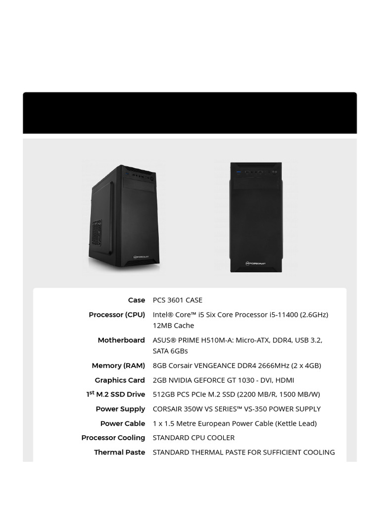 Pcspecialist Your Configuration Pdf Personal Computers Usb