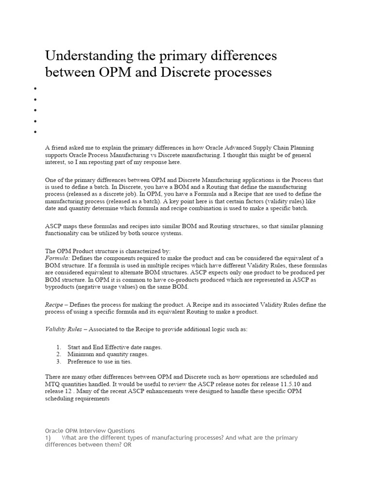 OPM R12 Interview Questions | PDF | Inventory | Specification ...