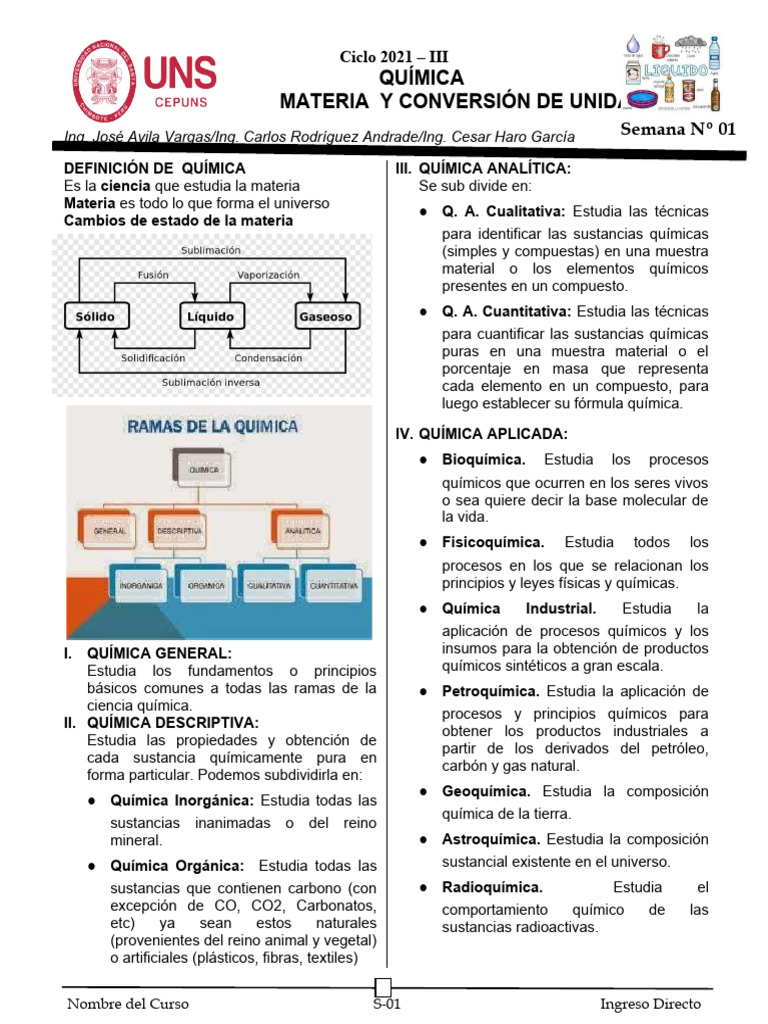 Quimica Semana 01 2021 Iii Pdf Química Mezcla