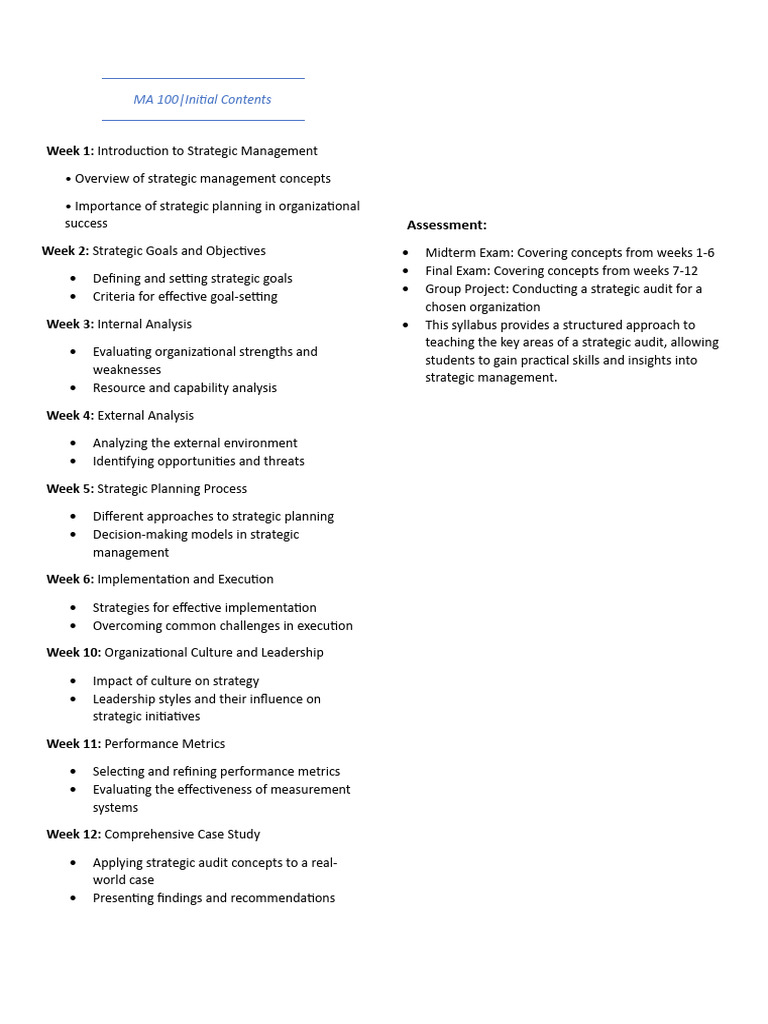 Strategic Audit Notes | PDF | Strategic Management | Strategic Planning
