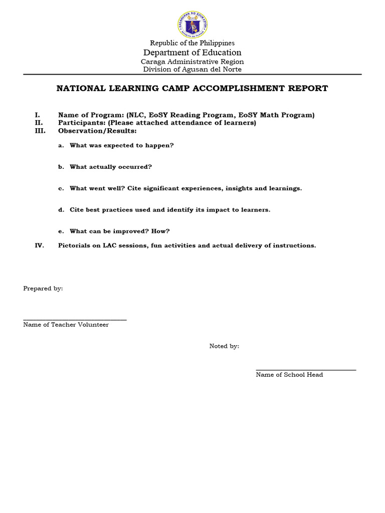 NLC Activity Accomplishment Report 9.4.2023 | PDF