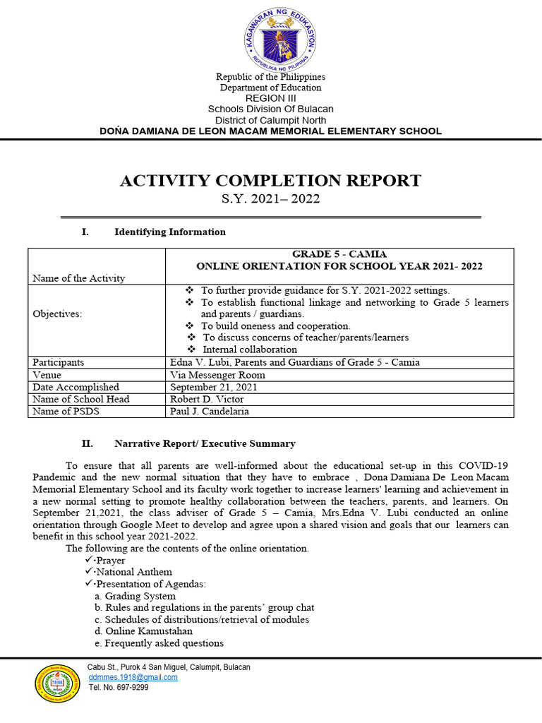ACR Gr.5 Online - Orientation - SY2021 2022 | PDF | Learning | Behavior Modification