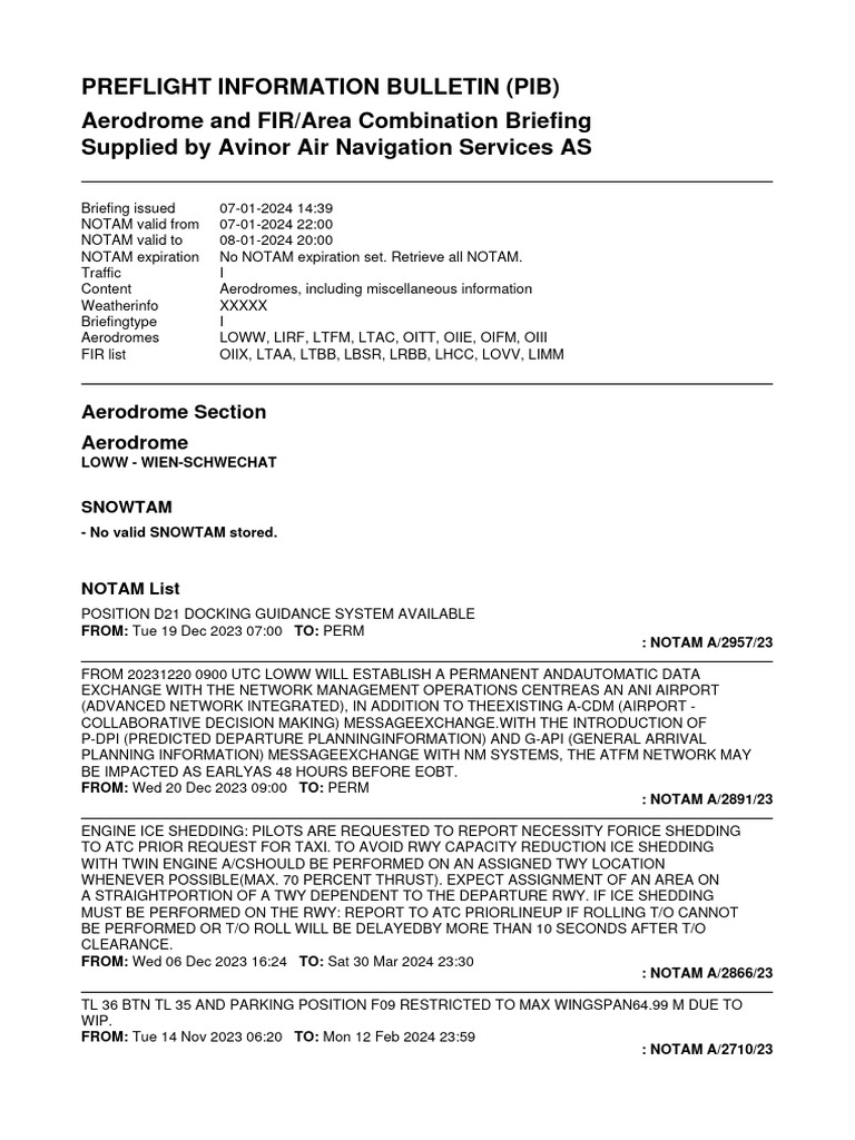 Notam Pdf Air Traffic Control Airport