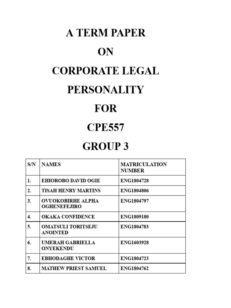 Corporate Legal Personality | PDF | Corporations | Piercing The ...