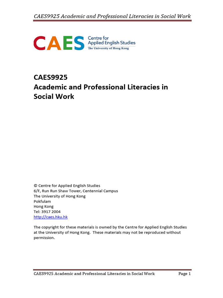 CAES9925 Academic and Professional Literacies in Social Work (Student ...