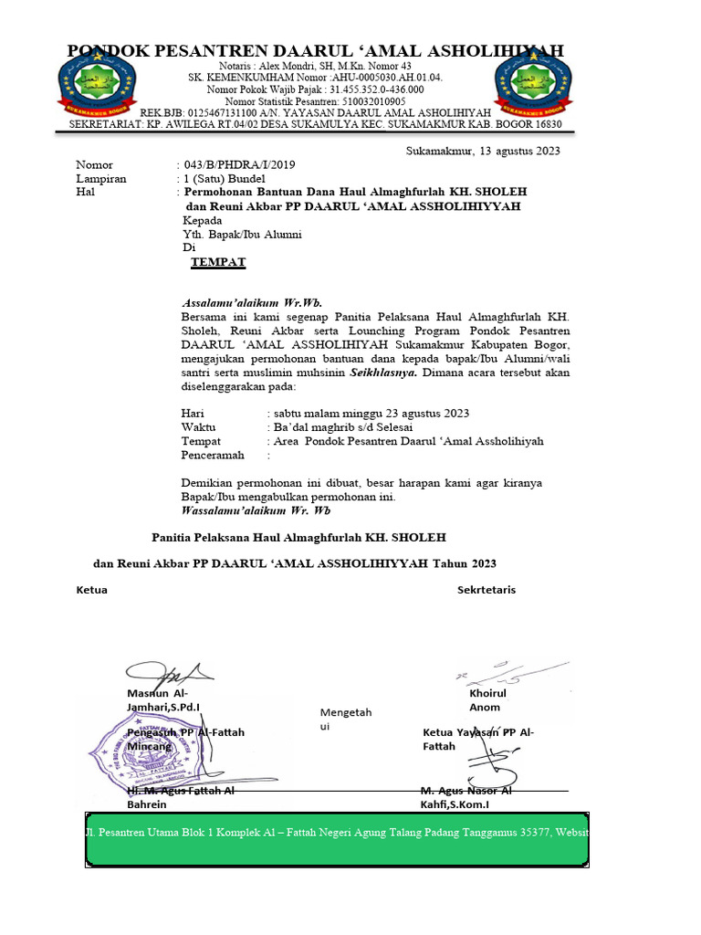 Proposal Haul Abah Ke 11 | PDF