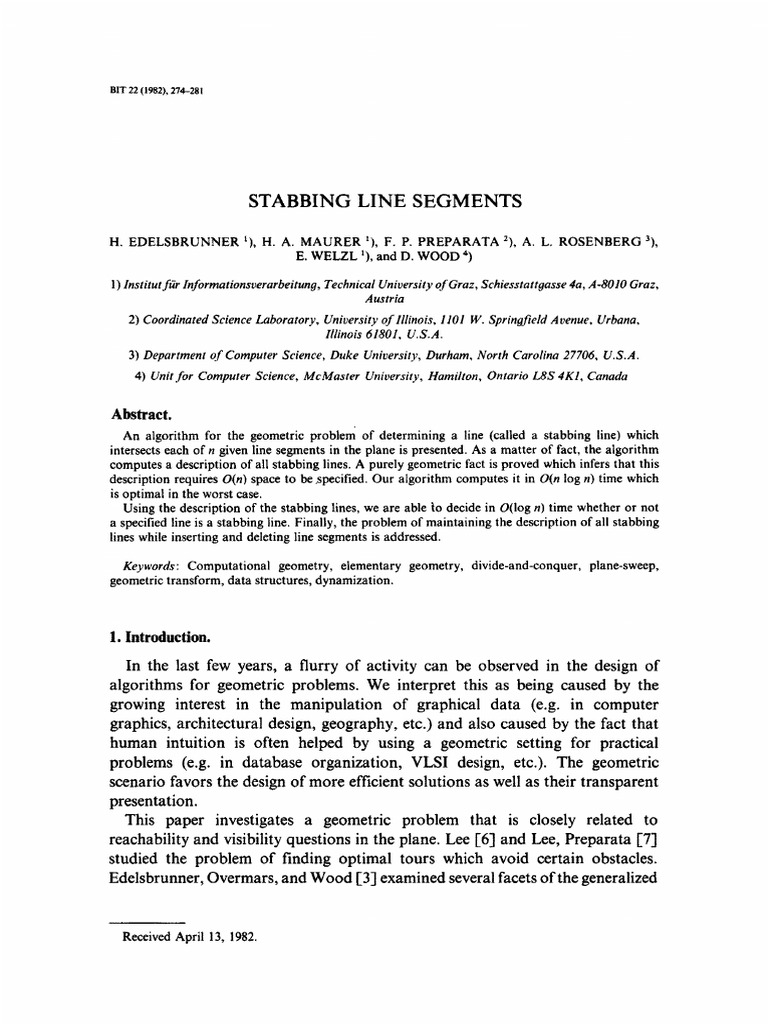 Stabbing Line Segment | PDF | Time Complexity | Algorithms