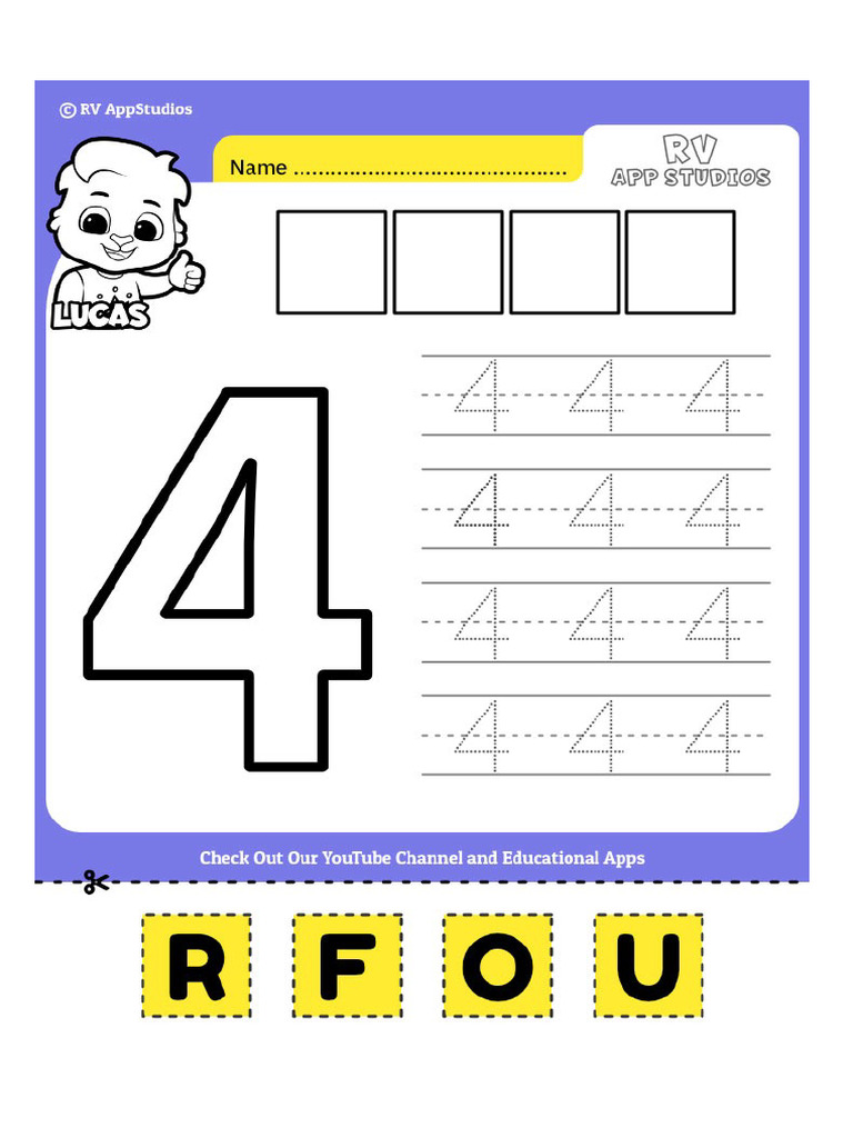 396 Free Printable Worksheets For Kids Cut and Paste Number 4 | PDF
