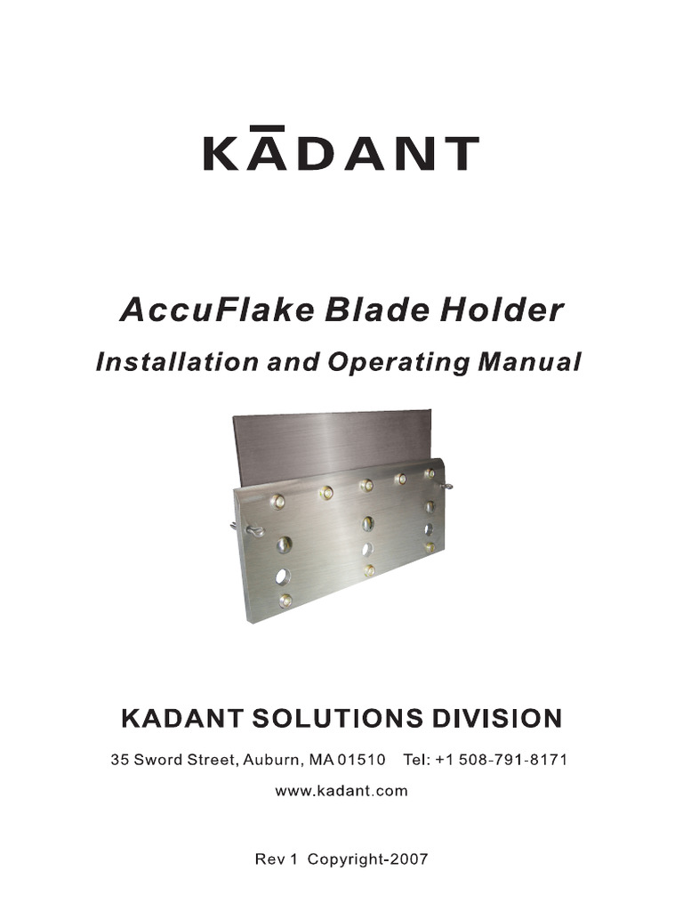 Kadant Blade Operating Manual | PDF | Rivet | Screw