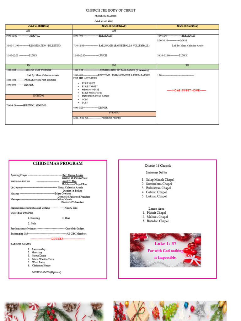 CBC Matrix | PDF | Christian Worship And Liturgy | Worship